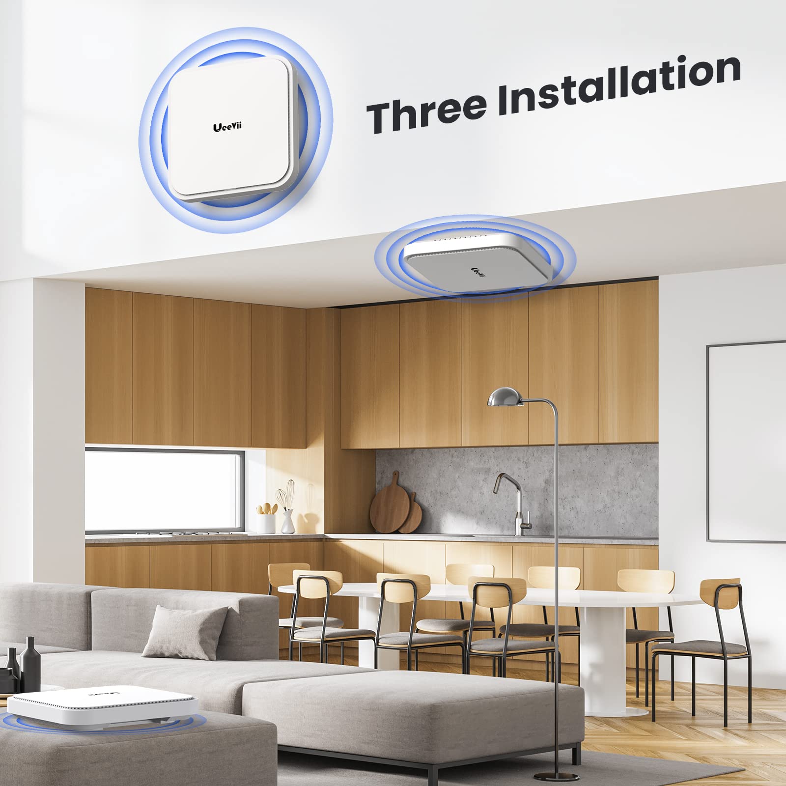 WiFi 6 Access Point,2.4G&5.8G Wireless Ceiling AP with 48V PoE Injector 3000Mbps High Speed 22dBm High-Power 4x5*dBi Antenna Gigabit RJ45 Port for House, Office, Apartment,1-Pack