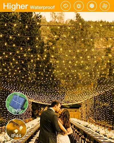Ollny Solar String Lights Outdoor Waterproof Warm White & Multicolor 2 Pack Each 98Ft 300LED, 11 Modes Super Bright Fairy Lights, Outdoor Christmas Tree Lights for Outside Garden Patio Wedding Party
