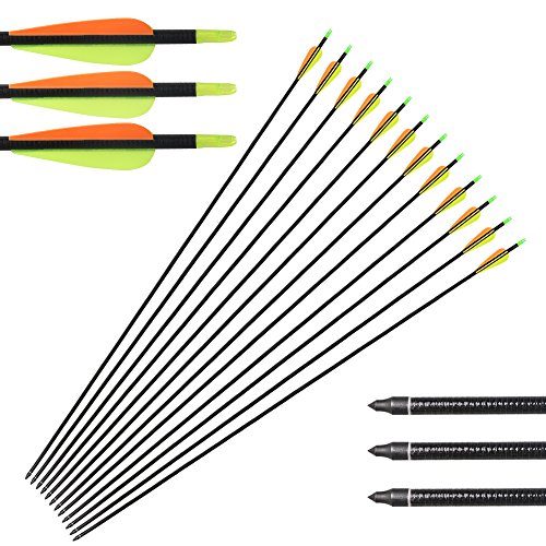 IRQ 32inch Fiberglass Arrows Targeting Practice Adjustable Nocks Screw in Replaceable Arrow Tips for Compound Recurve Bow