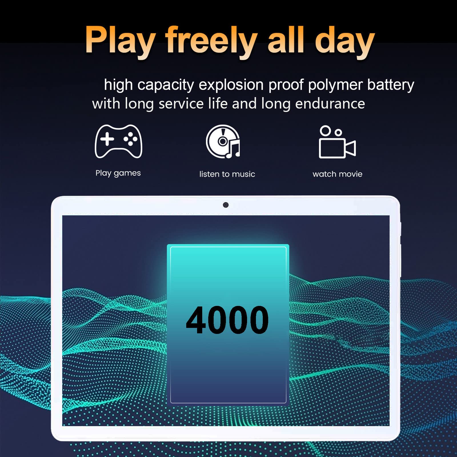 Tablet Android All-New Fire 10.1-inch, 1280 * 800 HD Display Tablets PC, Voice Call Game Video Learning Smart Tablet Built-in WiFi Blue-Tooth GPS, 1GB +16GB, Long Battery Life, Dual Camera (Blue)