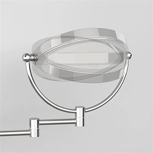 YSOLDA 8 Inch Dual Sided Wall Mounted Lighted Makeup Vanity Mirror with LED, 1X/10X Magnifying and 360° Swivel Extendable Cosmetic Mirror, Wall Mirror for Bathroom Shaving,Nickel,Hard Wired