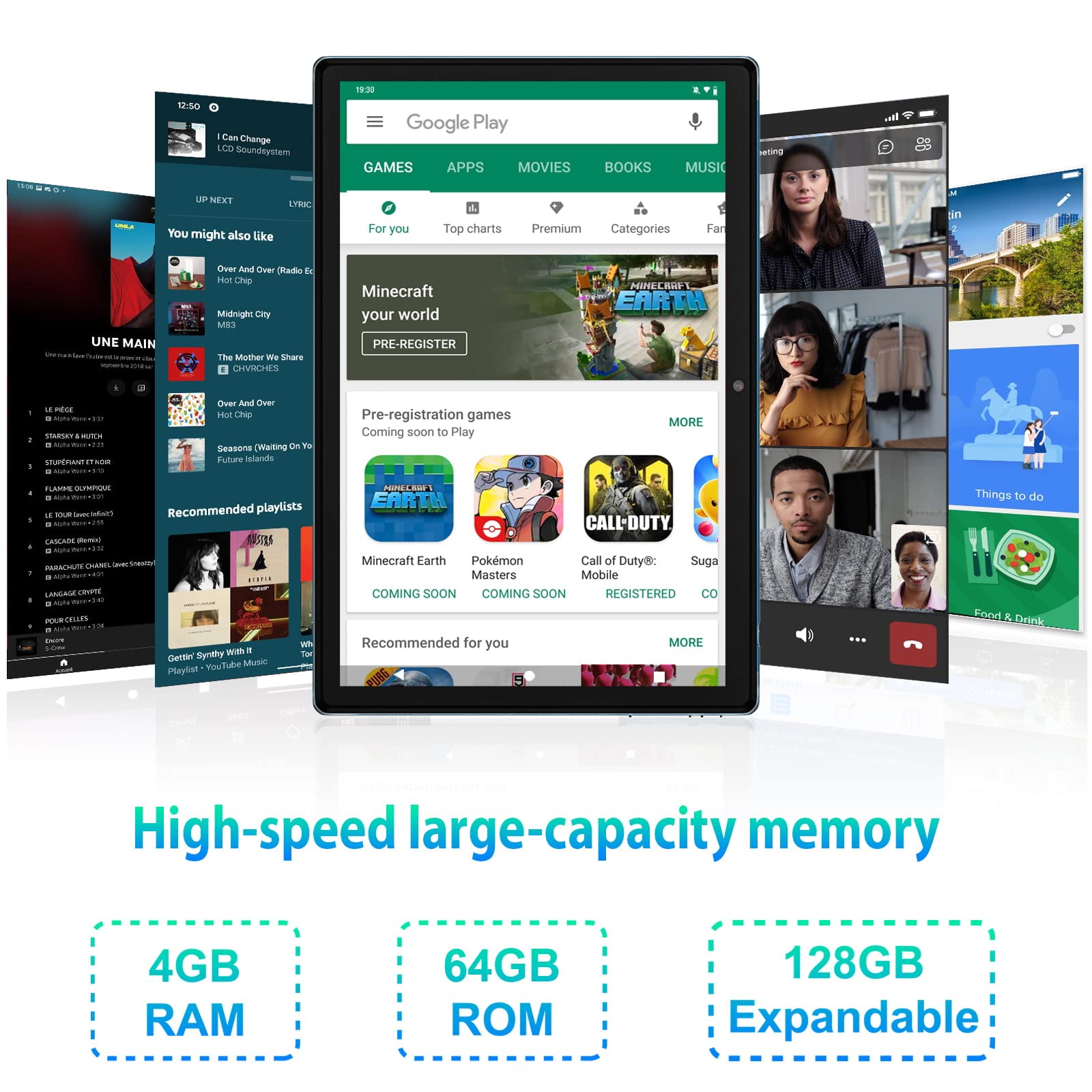 SIMPLORI Android 11 Tablet 10 Inch | Quad Core | 4GB RAM 64GB ROM (128GB Expandable) | 2+8MP Camera | 6000 mAh Battery | with Case