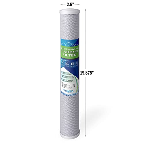 Standard Whole House Coconut Shell Carbon Block 5 Micron Water Filter 20” x 2.5” Fits 20” x 2.5” Housings. Remove Chlorine and Bad Odor. Compatible with C1-20, HX-CB-25-2010, F3WCB32 Pack of 6