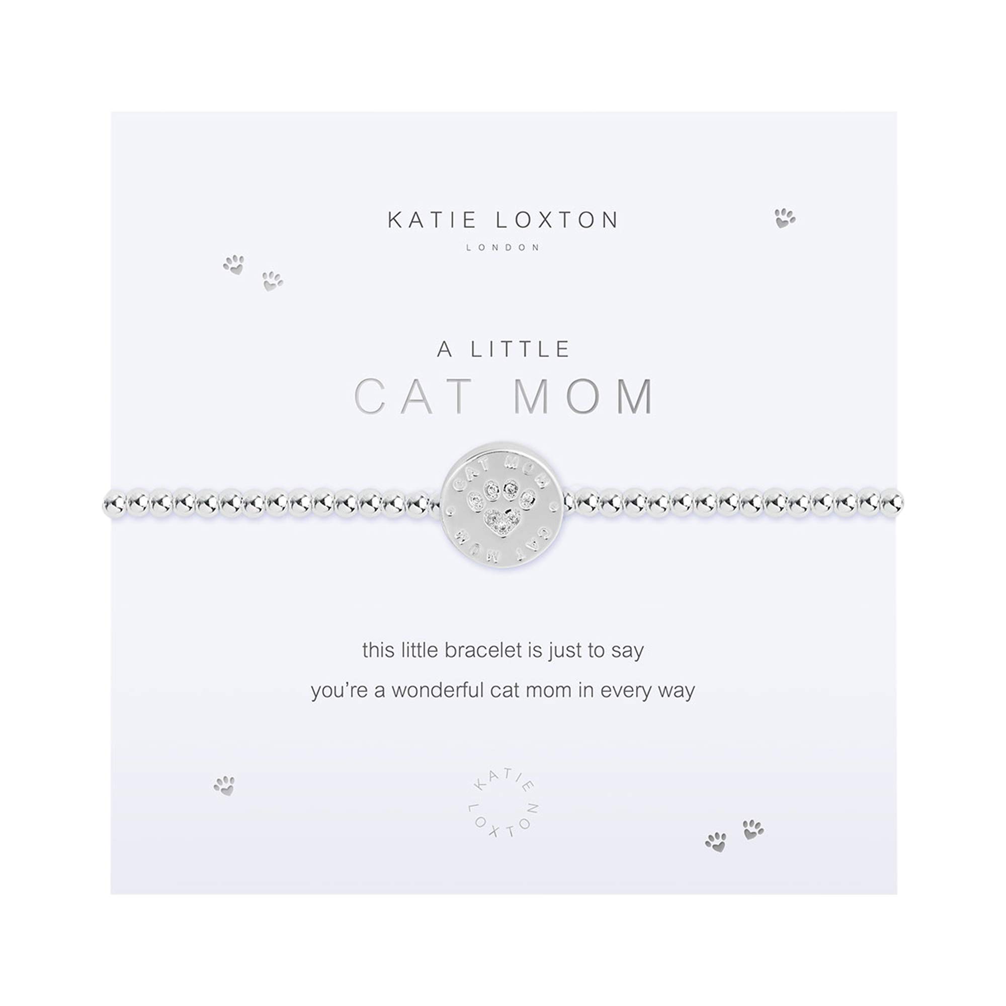 KATIE LOXTON A Little Pet Paw Print Silver Women's Stretch Adjustable Charm Bangle Bracelet