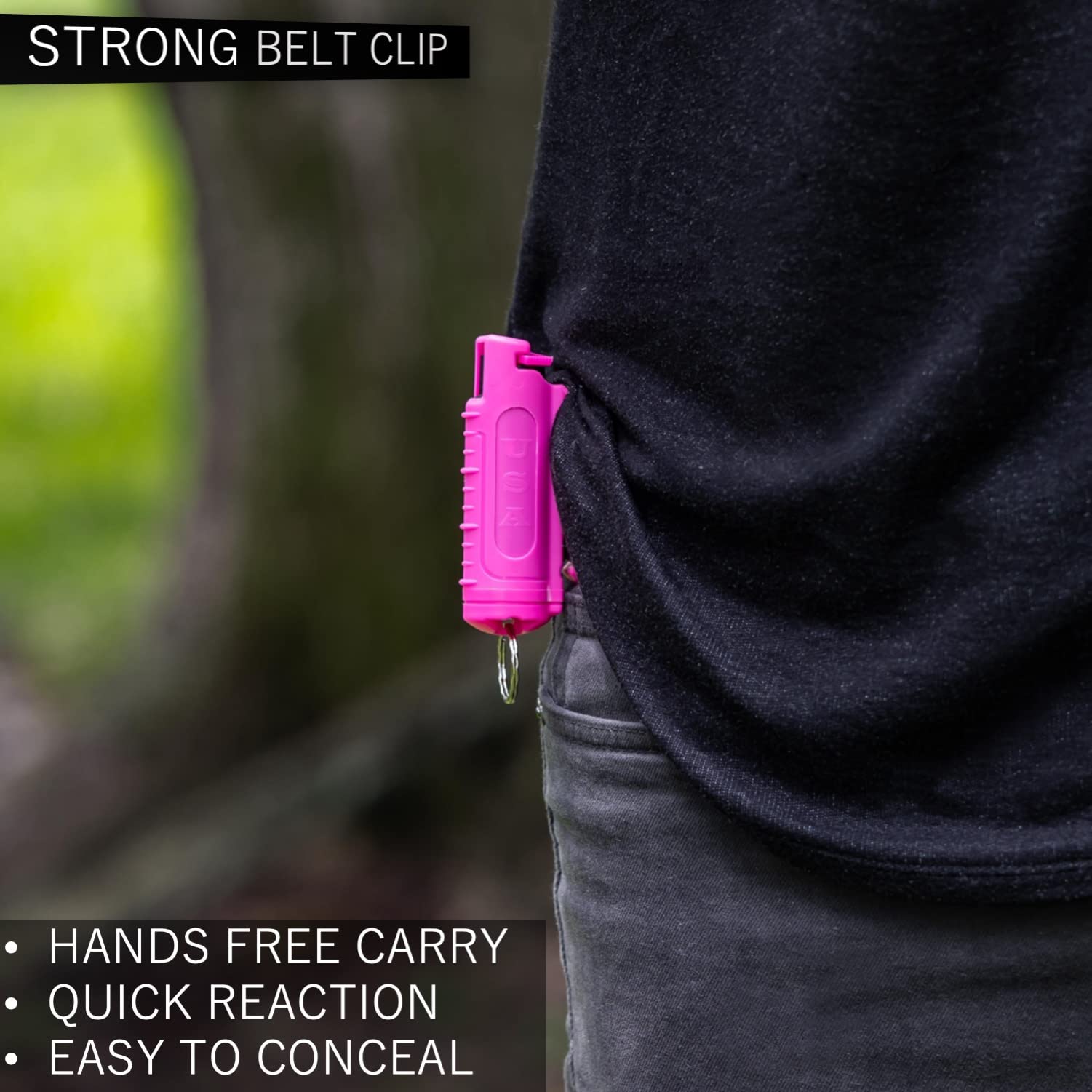 Police Magnum Keychain Pepper Spray Self Defense Belt Clip Holder- Tactical Maximum Strength OC with Dye- Made in The USA - 1 Pack Hot Pink INJ