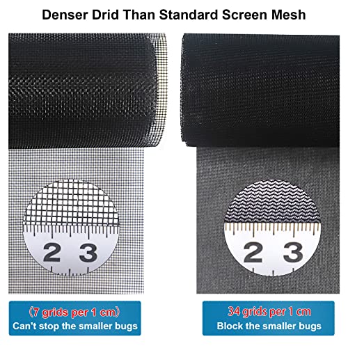 Solar Window Screen Mesh, Anti-UV Solar Screen Fabric Replacement 55" x 118", Adjustable Pollen/Dust/Floc/Rain Barrier Net for Windows, Door, Patio (Black)
