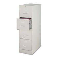 Lorell 4-Drawer Vertical File, 18 by 26-1/2 by 52-Inch, Light Gray