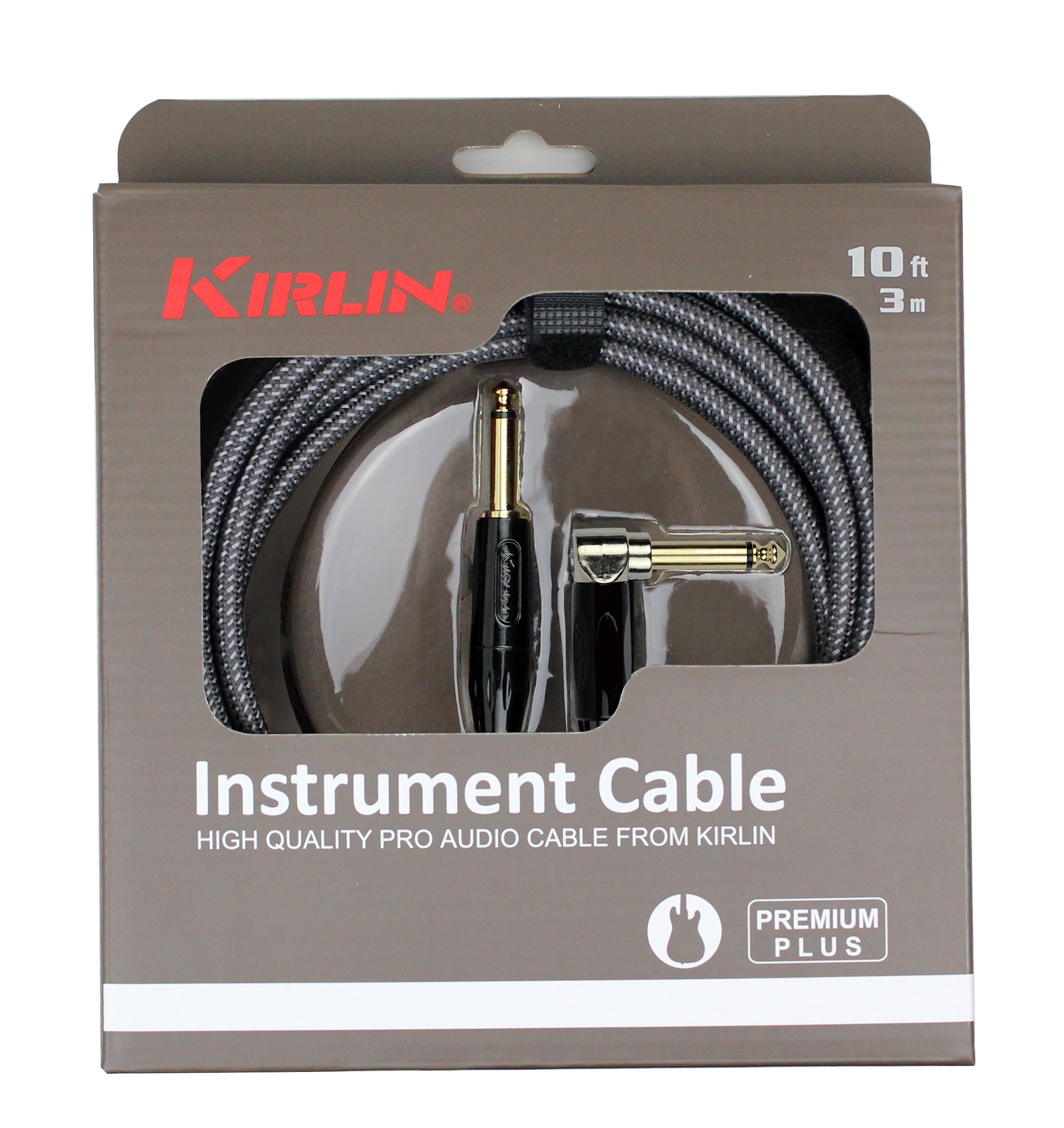 KIRLIN Cable IWB-202BFGL-10/CA 10-Feet Premium Plus Instrument Cable, Carbon Gray Woven Jacket