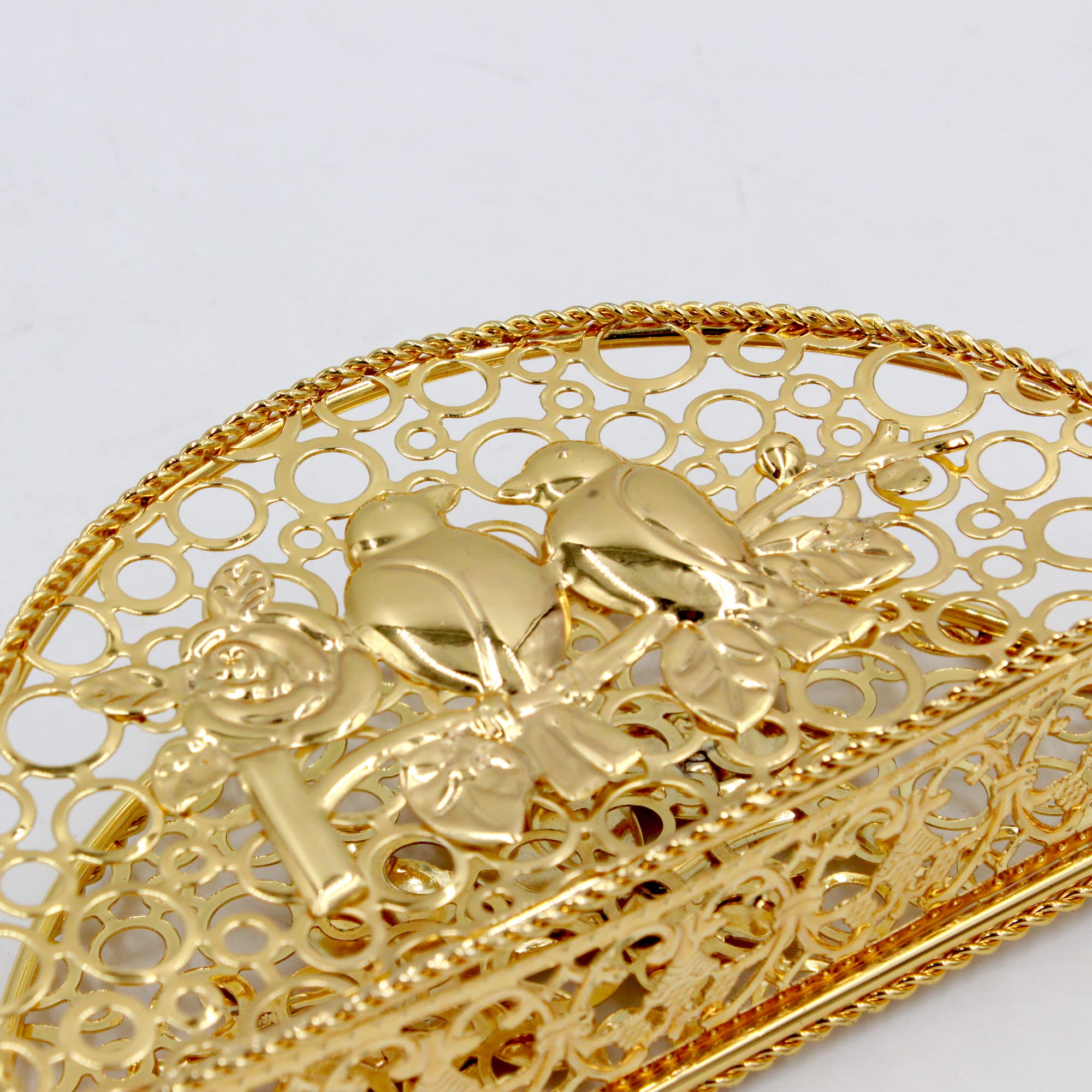 SDlumeiy Metal Semicircle Gold Napkin Holder with Bird,Paper Tissue Dispenser for Dining Table, Kitchen Countertop 6x1.6x3.1inch