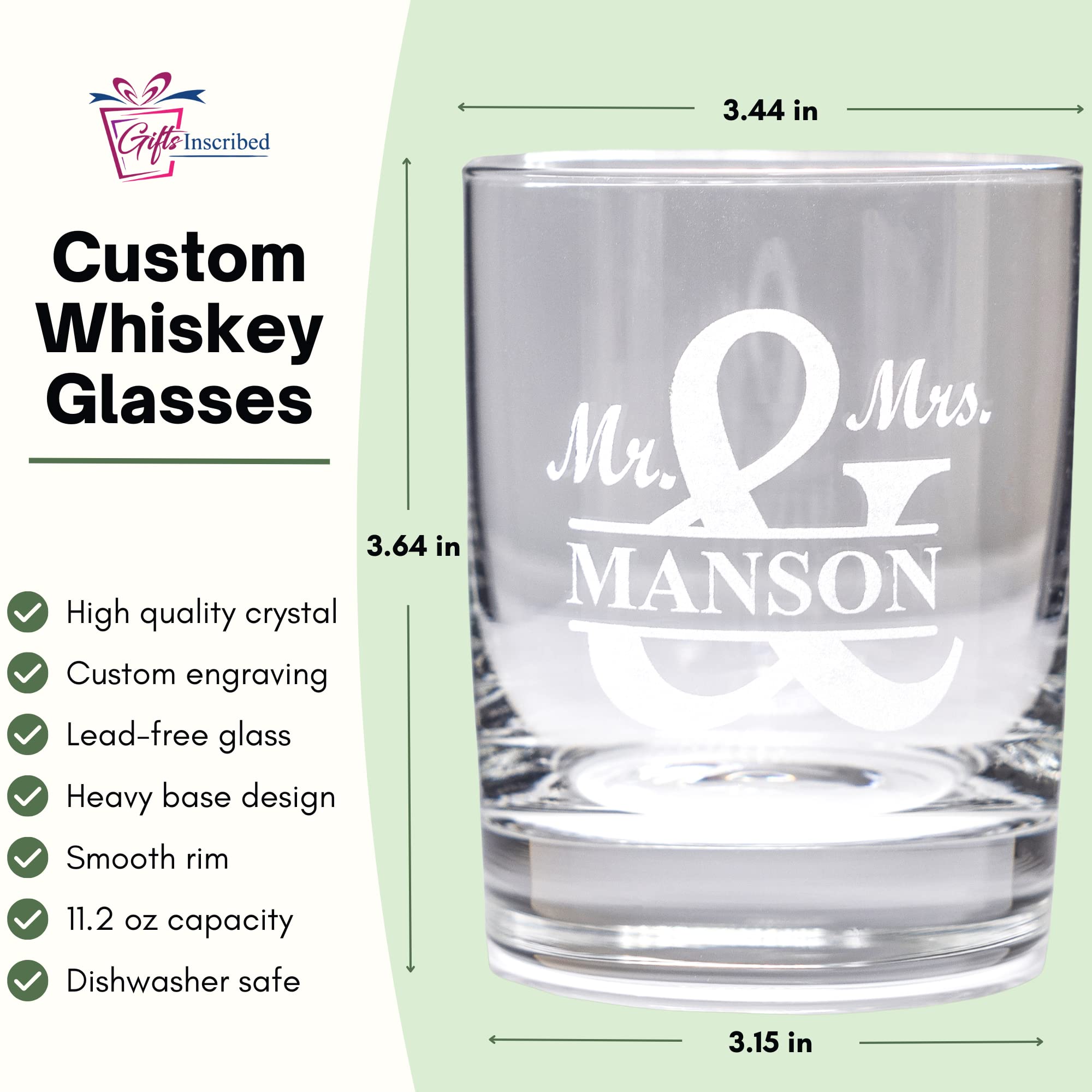 Personalized Whiskey Decanter Set β Engraved Glass Cups Drinking Glasses Set of 2 β Custom Whiskey Glasses Drinking Set β Whiskey Gifts for Men, Him, Wedding, Groomsman