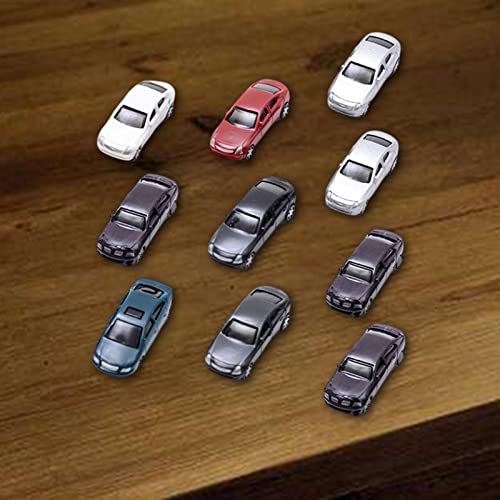 predolo 10Pcs Mini Model Car Painted Accessories Vehicle Toys for Street Layout Railway Scenery Sand Table DIY Model Collection, 1/200