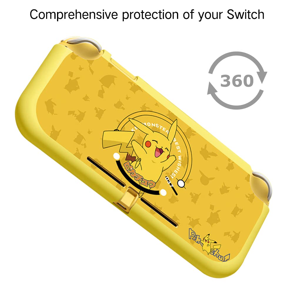 PERFECTSIGHT Protective Case for Nintendo Switch Lite | Cute Soft TPU Anti-Slip Skin Grip Cover | Cartoon Hard Shell Dockable Case | Anti-Scratch Shockproof Slim Cover Case | Kawaii Pikachu
