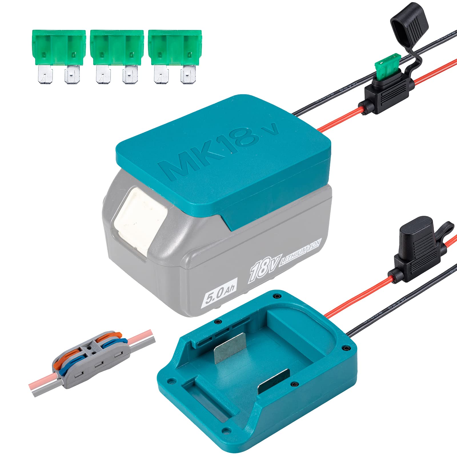 Power Wheel Adapter for Makita 18V Battery with Fuse & Switch & Wire terminalsďźPower Connector for Rc Car, Robotics, Rc Truck,DIY use, Work with for Makita BL1860 BL1850 BL1840 BL1830 Li-ion Battery