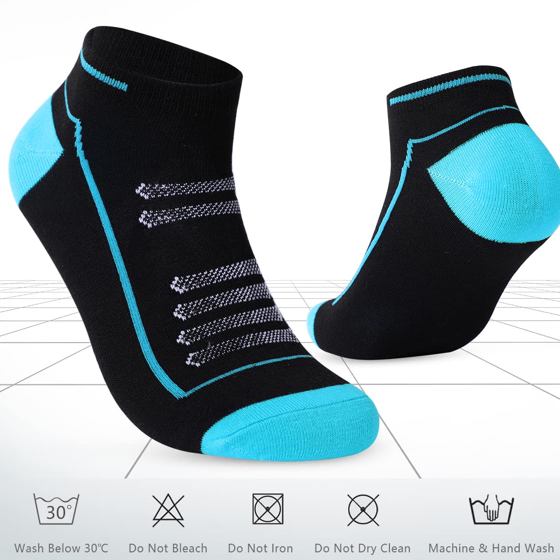 pureluca Men’s Athletic Socks Low Cut Running Socks Breathable Comfort for Sports 6 Pack Blue