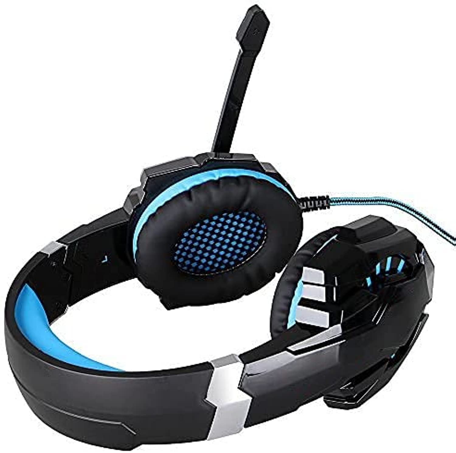 JiaLe G9000 Headset 3.5mm Game Gaming Headphone Earphone with Microphone LED Light for Laptop Tablet Mobile Phones PS4 - Black + Blue