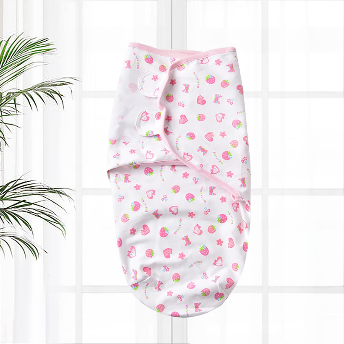 Swaddle Blanket, Adjustable Infant Baby Wrap, Soft Cotton Swaddle Blanket Adjustable Infant Baby Wrap Set 3 Pack (Pink Flroal, 0-3 Months)
