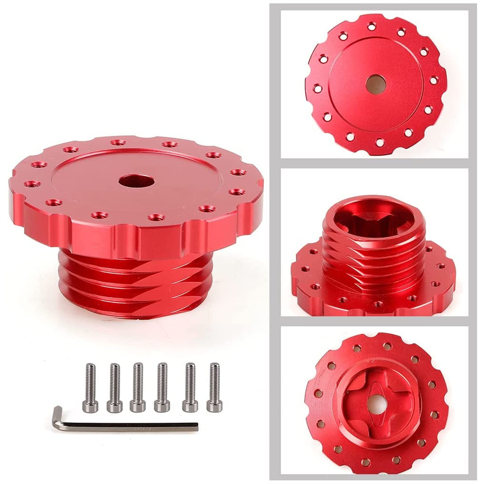 Racing Car Gaming Steering Wheel Adapter, High Accuracy Sim Racing Professional Gaming Steering Wheel Adapter, Machined for Game Accessories (Red)