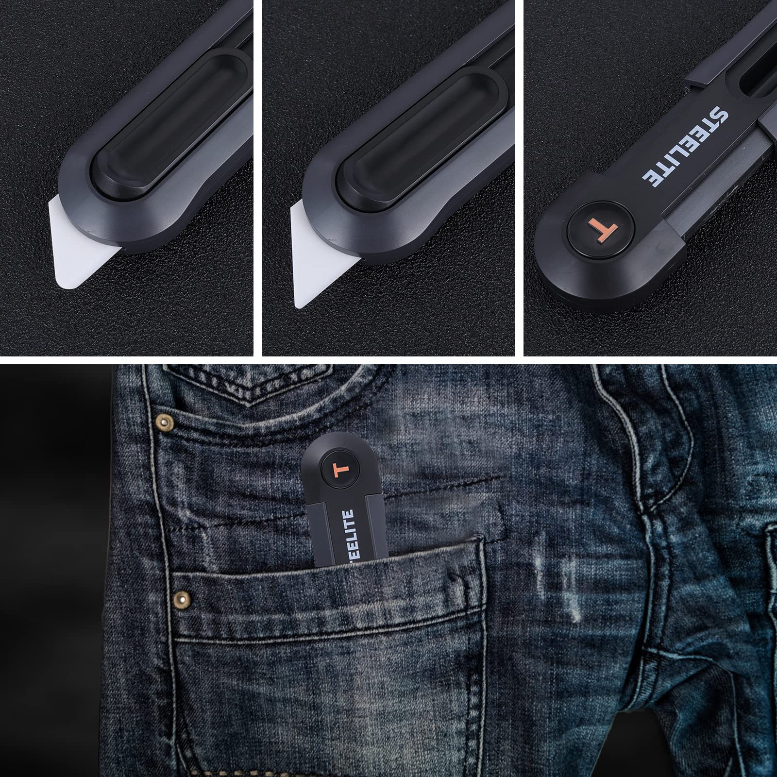 Steelite Auto-Retractable Box Cutter Ceramic Utility Knifes Safe Unboxing Kinves Cartons Cardboard Cutter Suitable for Office and Home Right-handed