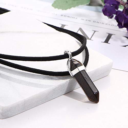 Kercisbeauty Black Wrap Velvet Choker with Black Gemstones Healing Stones Women Everyday Boho Necklace Gift Her Jewelry Hippie Crystal