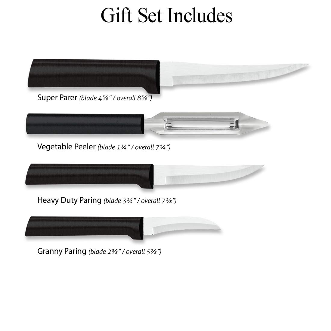 Rada Cutlery Meal Prep 4-Piece Paring Knife Gift Set β Stainless Steel Blades and Steel Resin Handles