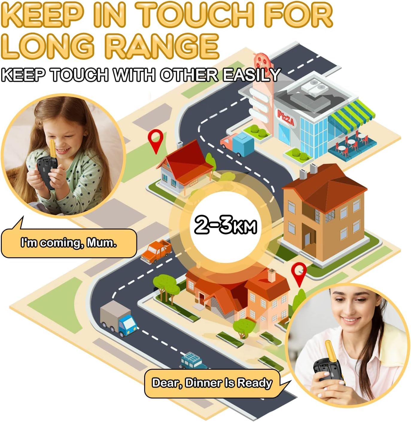 Selieve Toys for 4-14 Year Old Children's, Walkie Talkies for Kids 22 Channels 2 Way Radio Toy with Backlit LCD Flashlight, 3 Miles Range for Outside, Camping, Hiking (Yellow)