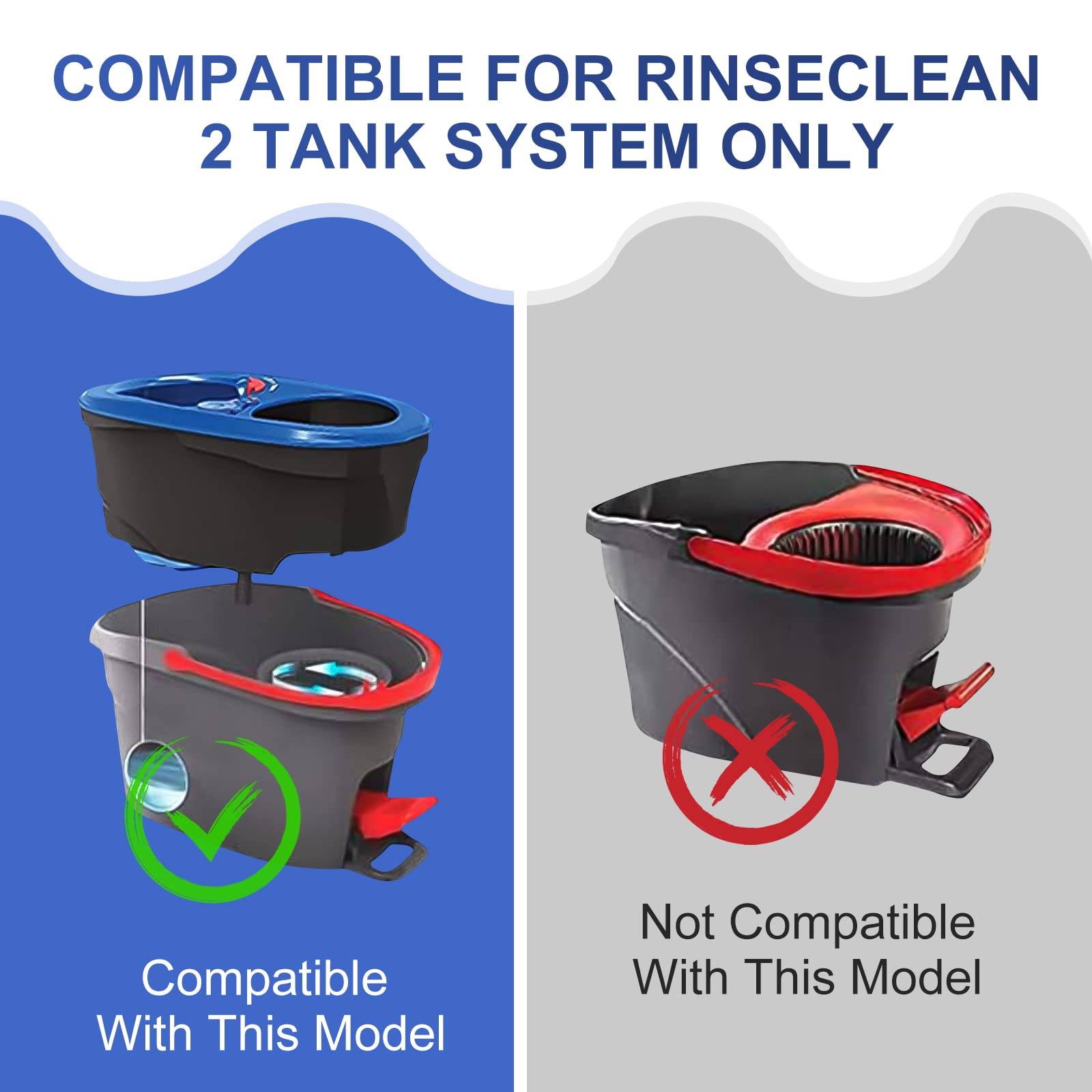 RinseClean Spin Mop Refills for 2-Tank System Triangle Mop, Compatible with Cedar O Mop, Microfiber Mop Head Replacement Easy Cleaning Mop for Floor Cleaning