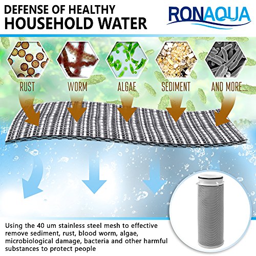 Reusable Whole House Spin Down Sediment Water Filter. Prefilter Removes Sediment, Rust, Sand from Water, 40 Micron, ¾ or 1 Inch Inlet/Outlet, by Ronaqua WELL-MATCHED with WSP-50, HQ-180ZA-50