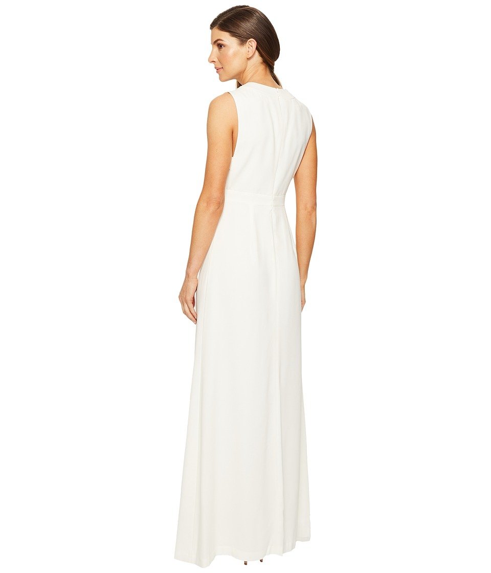 Jill Jill Stuart Sleeveless Deep-V Side Cut Out Satin Back Crepe Gown Off-White 8