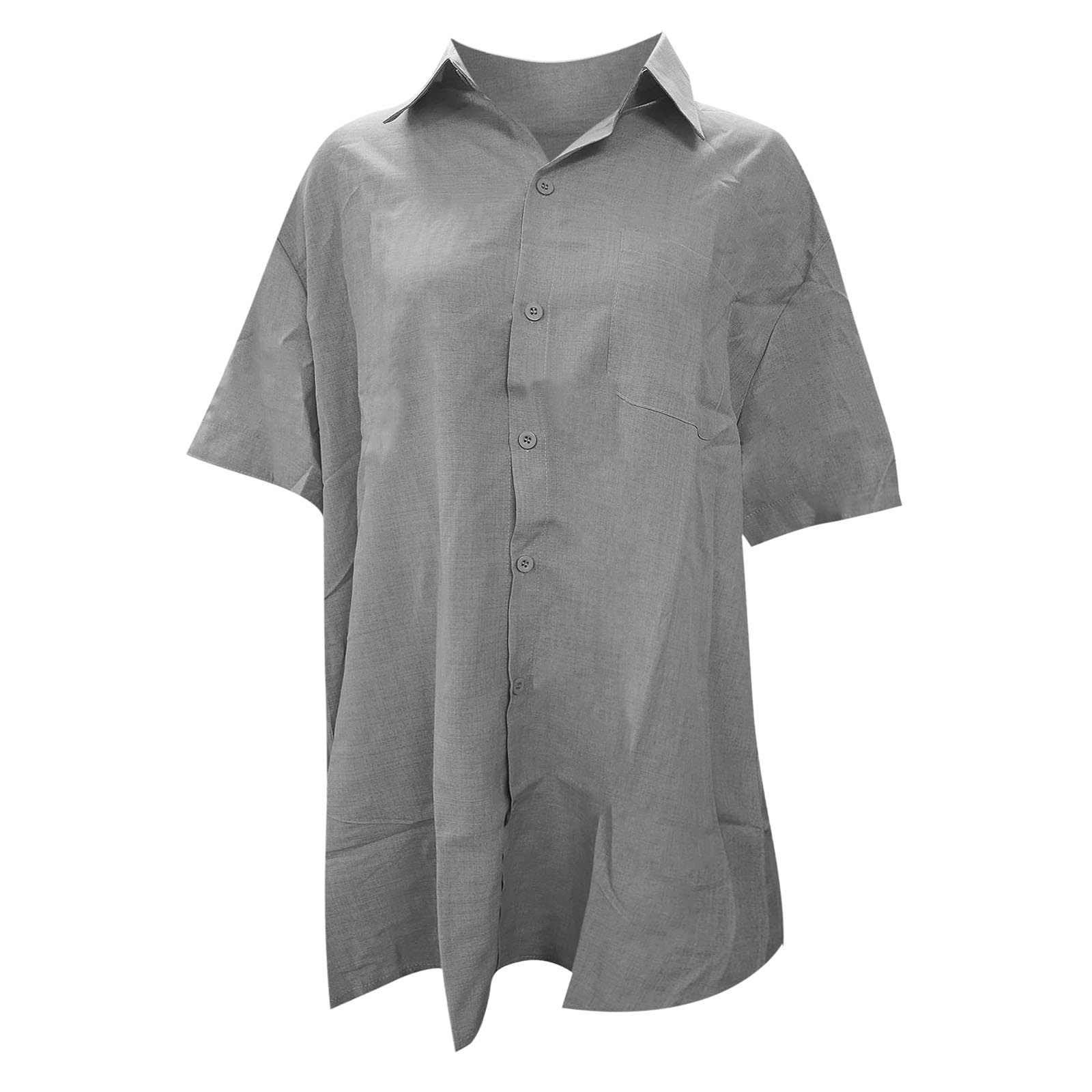 OICIB Linen Shirts for Men, Mens Casual Long Sleeve Cotton Linen Shirts Buttons Down Solid Plain Roll-Up Sleeve Summer Beach Shirts E2023