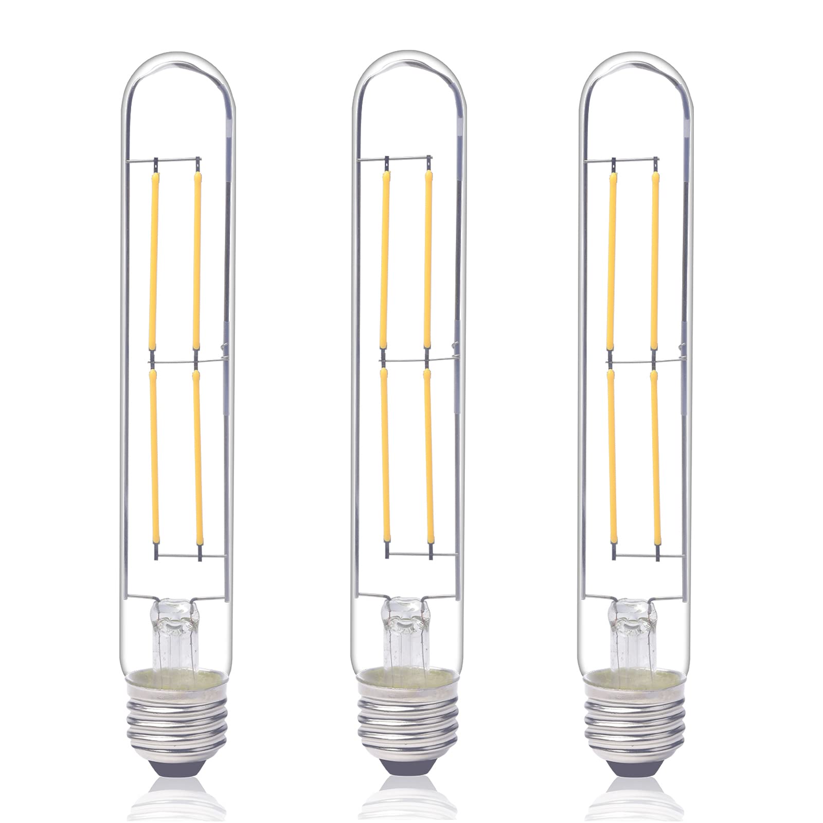 Klarlight Dimmable 6 Watt LED T10 Tubular Light Bulb 60 Watt Incandescent Equivalent E26 Edison Vintage Filament Tube Lamp, Daylight 6000K Medium Base Clear Glass Bulb (3-Pack)