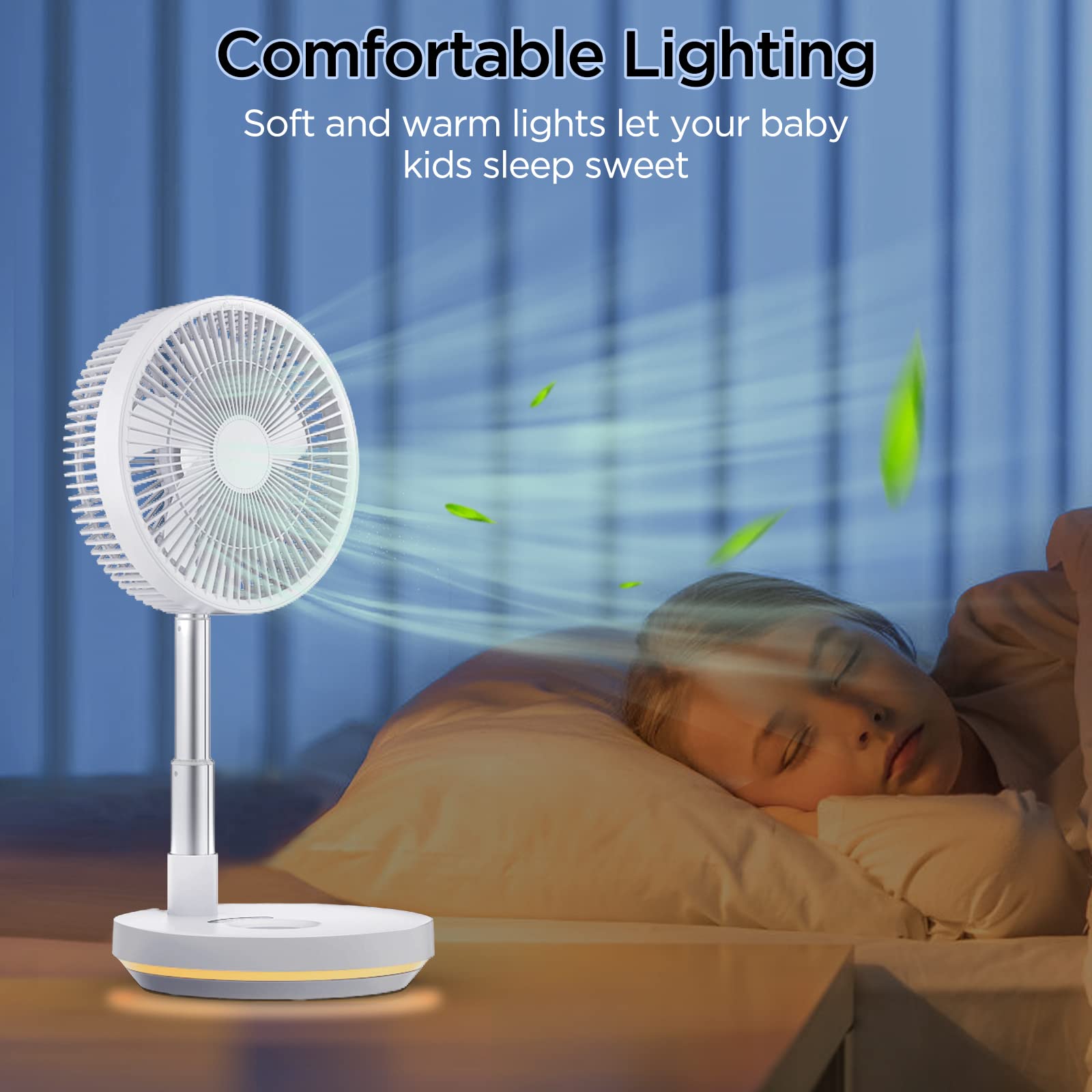 Primevolve 10 inch Oscillating Fan, Battery Operated Fan Adjustable Height, USB Rechargeable Home Office Outdoor Camping Tent Travel, White