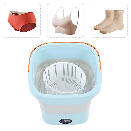 Jiawu Compact Portable Washing Machine, Lightweight Collapsible Bucket Washer with LCD Panel, Ideal for Camping RV Travel Apartment, 6L Capacity (US Plug)