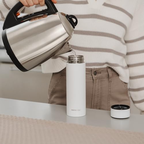 Nuby RapidCool Portable Baby Bottle Maker - BPA-Free Baby Formula Maker - Includes Milk Powder Dispenser and Digital Lid - Ideal for Travel Bottles and Night Feeds - Stainless Steel