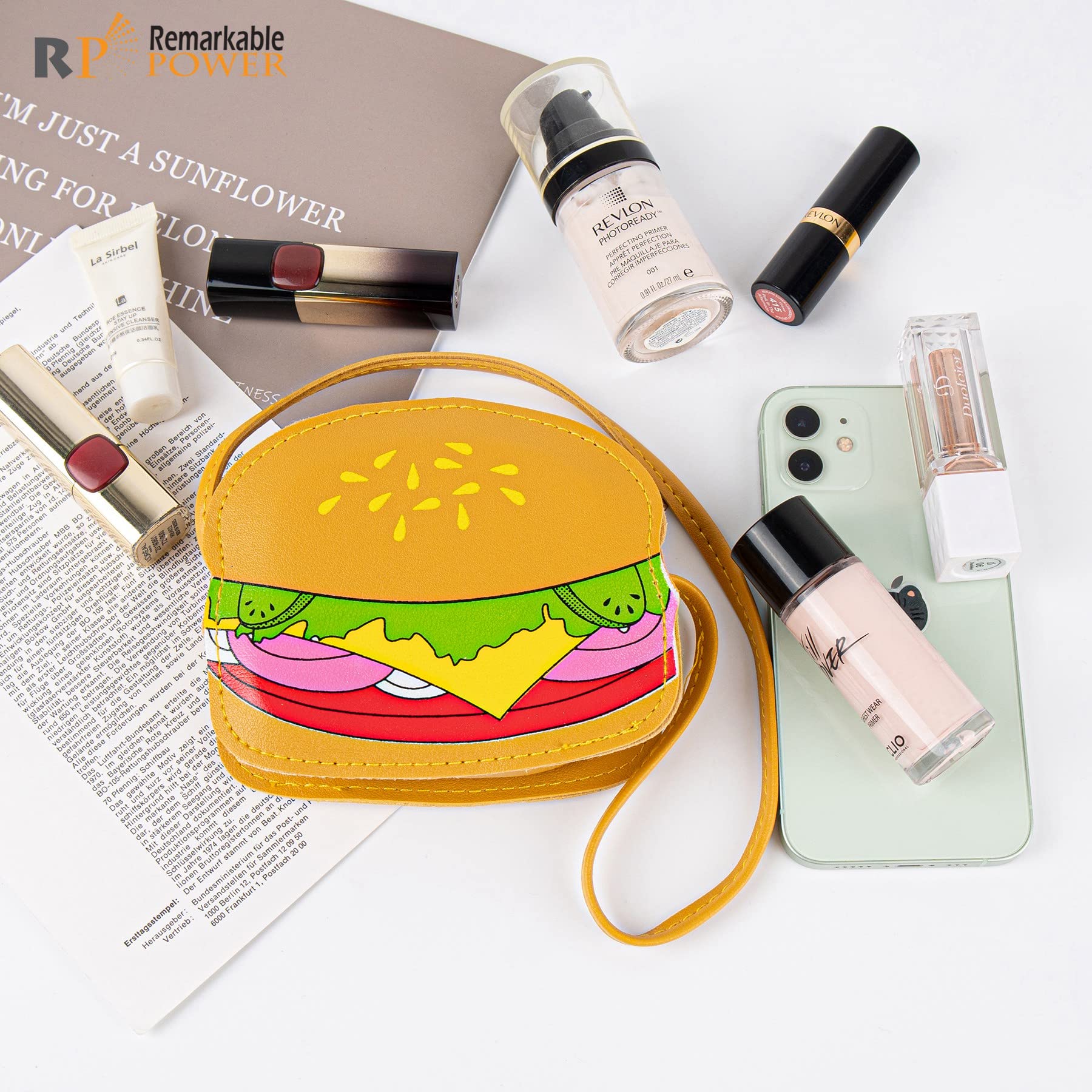 RP Remarkable Power, 2 Pack Fruit Lemon Cross Body Bag Cute Hamburger Bags for Women Girls
