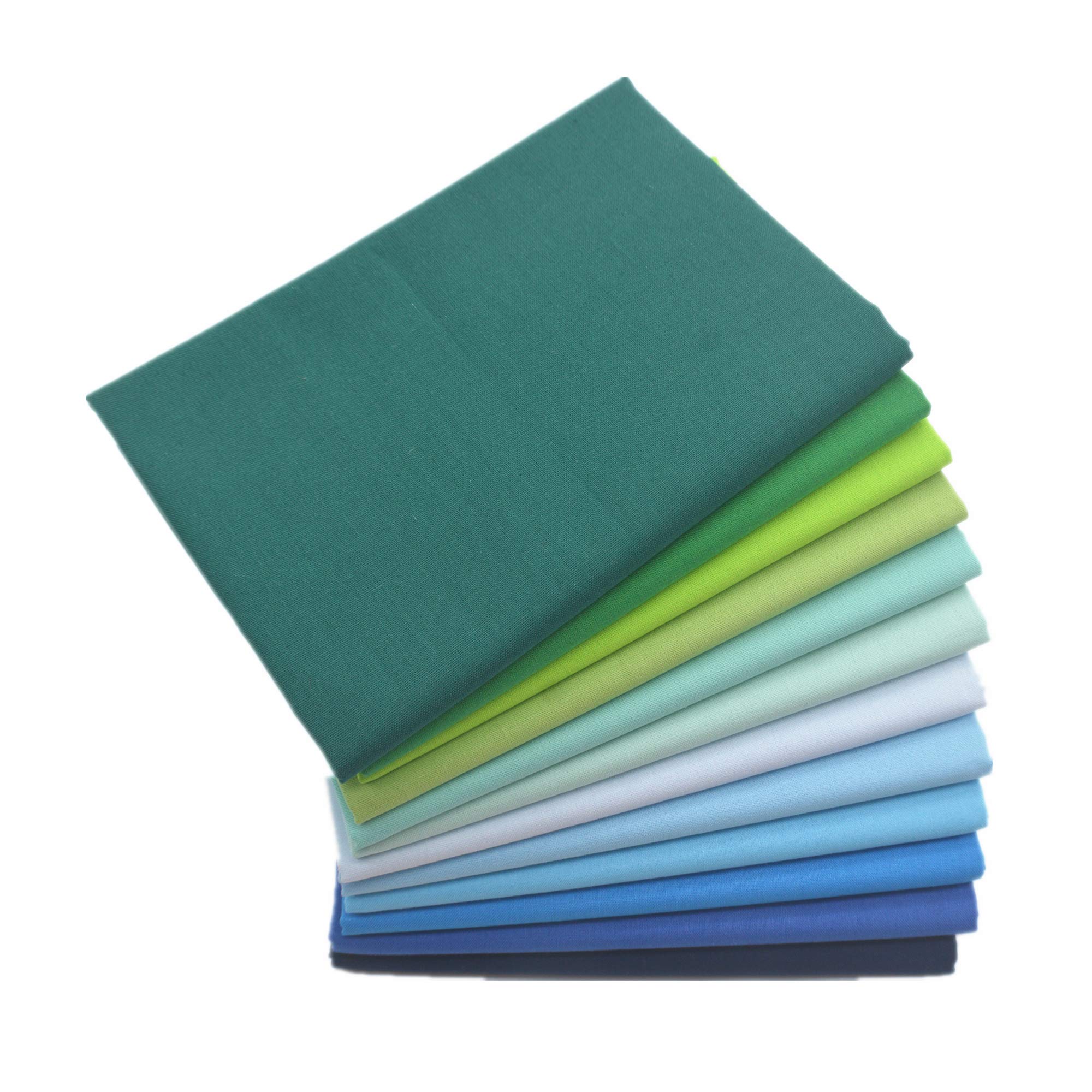 ibotti Fat Quarters Fabric Bundles Solid Colors, 12 Precut Cotton Fabric Quilting, 18 x 22 inch, (Lake Louise)
