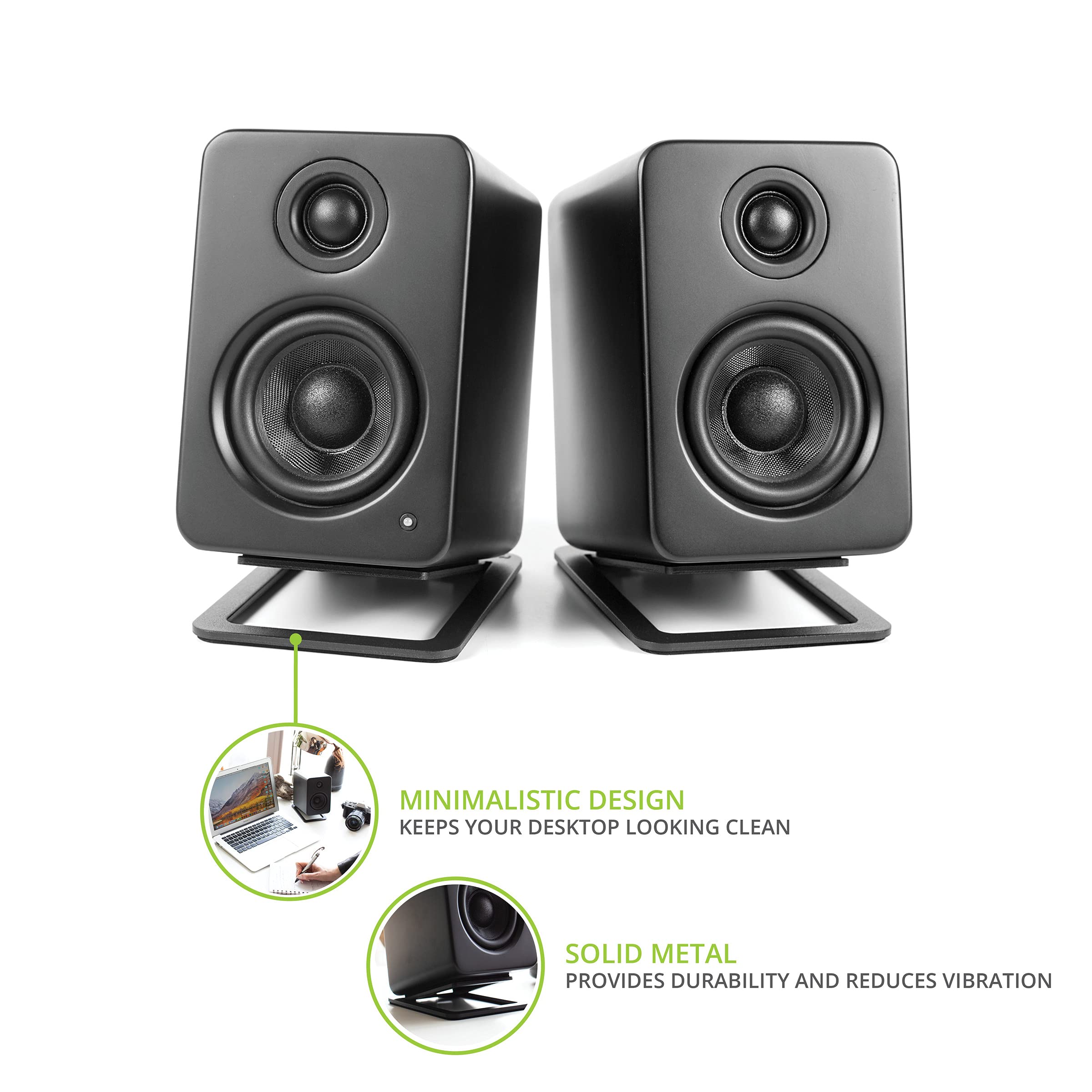 Kanto S2 Tilted Desktop Speaker Stands for Small Speakers & Compact 2β-3β Studio Monitors | Supports 6 lbs | Damping Foam Padding | Pair | Black