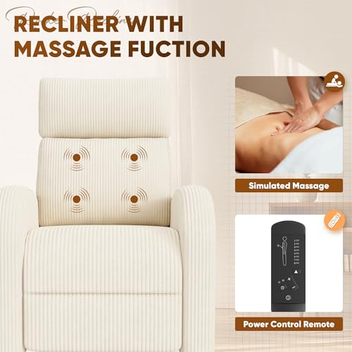 YESHOMY Recliner Chair for Adults, Adjustable Modern Single Sofa with Padded Seat Backrest for Living Room, with Lumbar Support, Beige