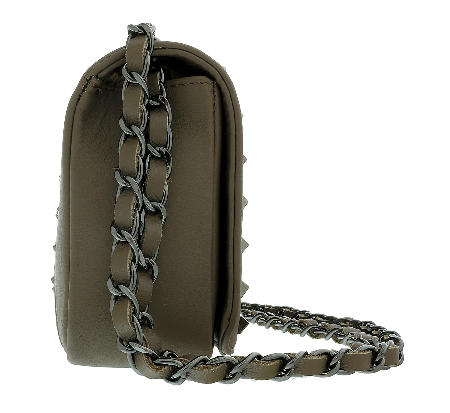 Pierre Cardin Bone Leather Quilted Riveted Shoulder Bag for womens