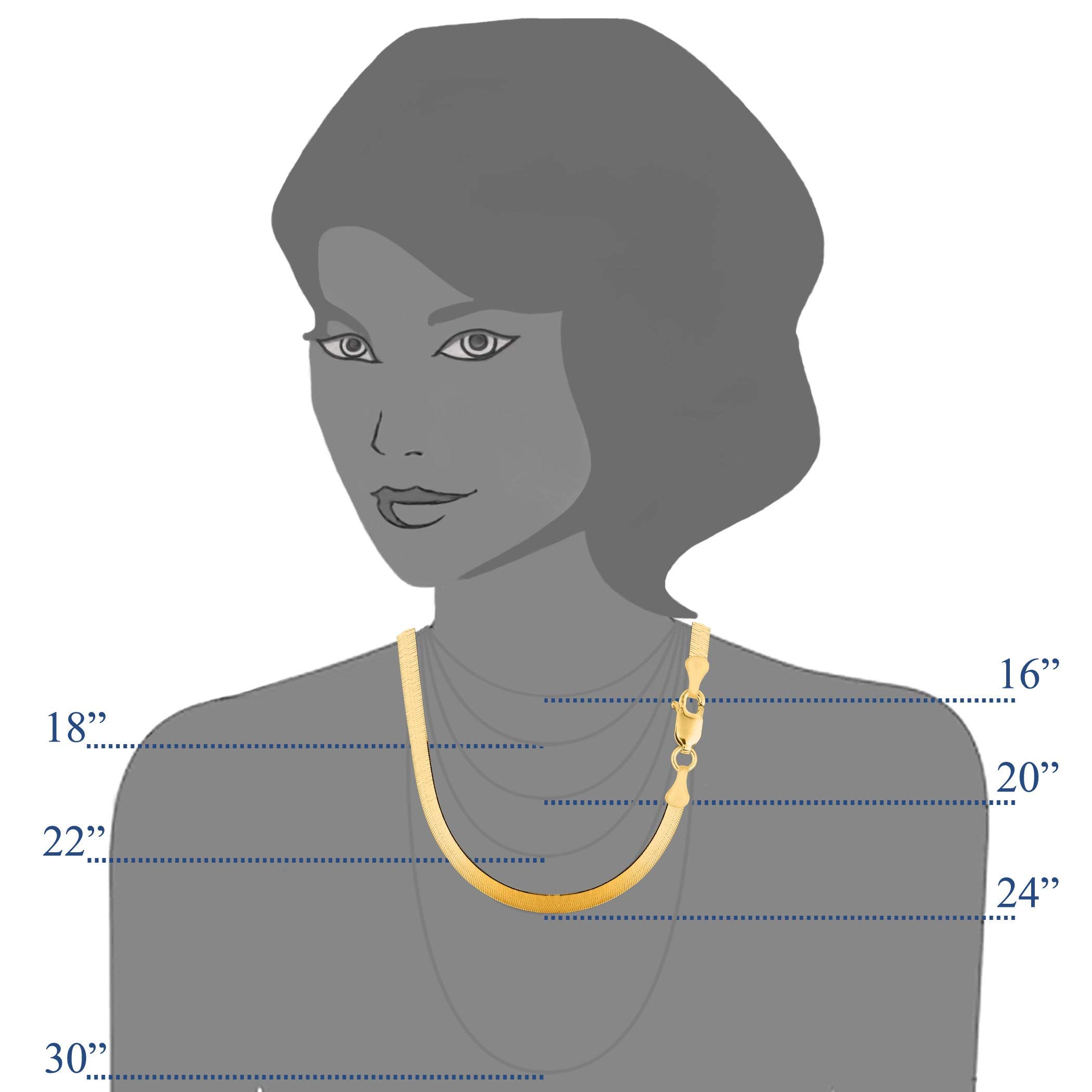 Jewelry Affairs 14k Yellow Real Solid Gold Imperial Herringbone Chain Necklace, 6.0mm, 18"