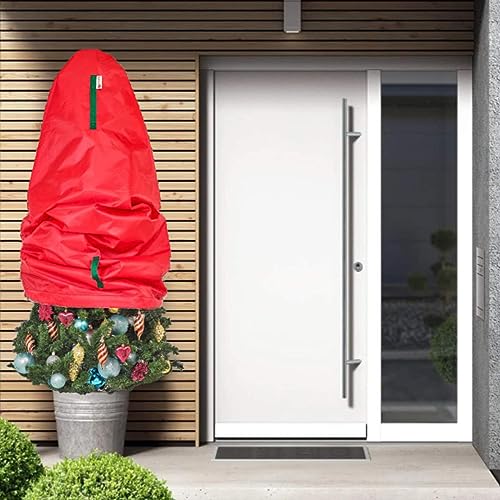 Upright Christmas Tree Storage Bag - Holiday Tree Cover for Christmas Trees or Topiary Trees - Durable, Lightweight, Convenient, Vertical Xmas Storage Bag (9 ft), Large