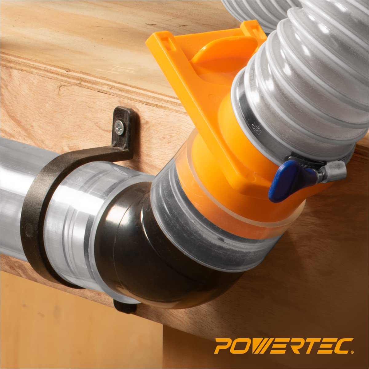 POWERTEC 70315 2-1/2-Inch Dust Collection Fittings Kit w/Connectors, Blast Gates and Clamps – Three Machine Set-Up