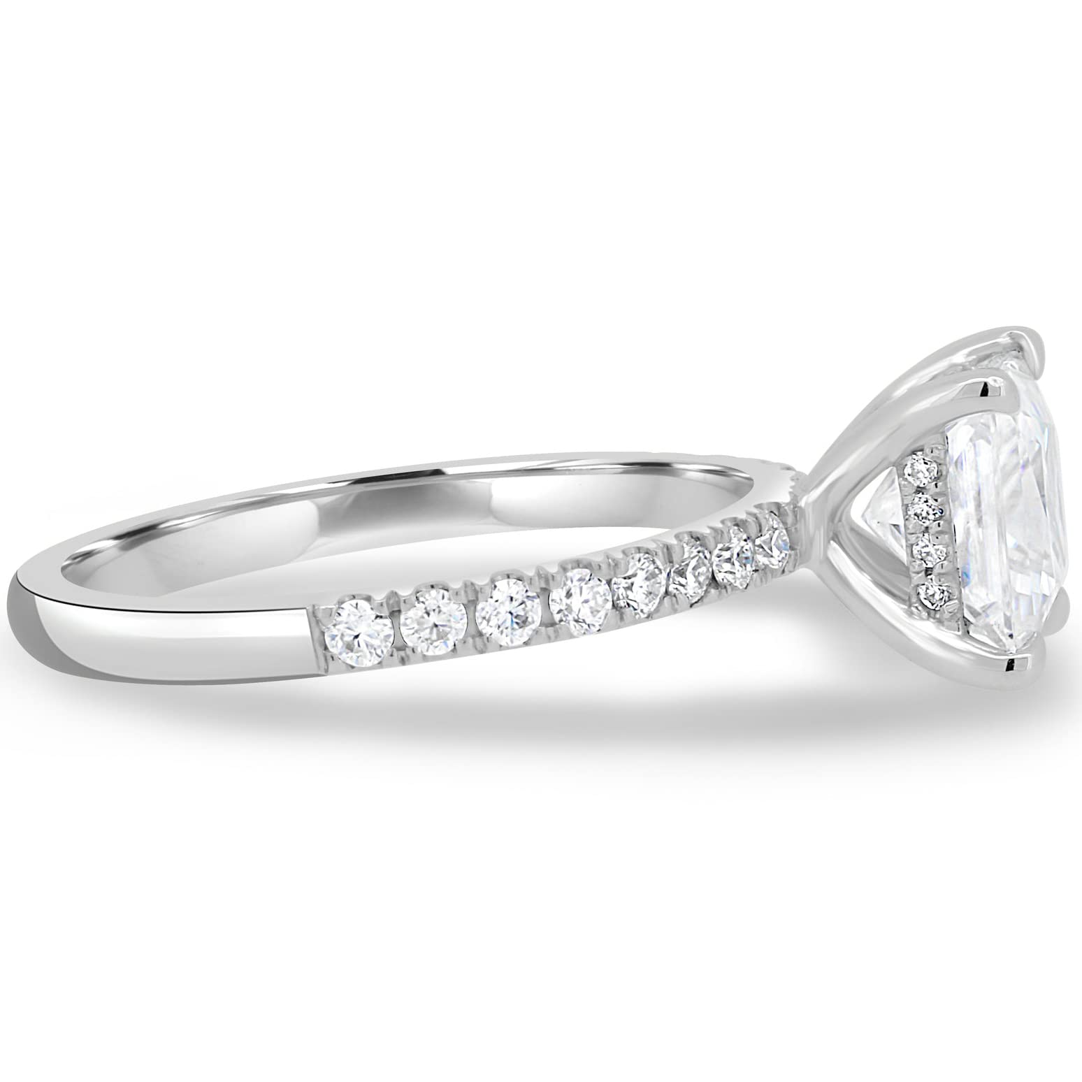 Princess Cut 2.15 cttw White Moissanite 14K White Gold And 925 Sterling Silver Hidden Halo Engagement Rings - Silver (4.5)