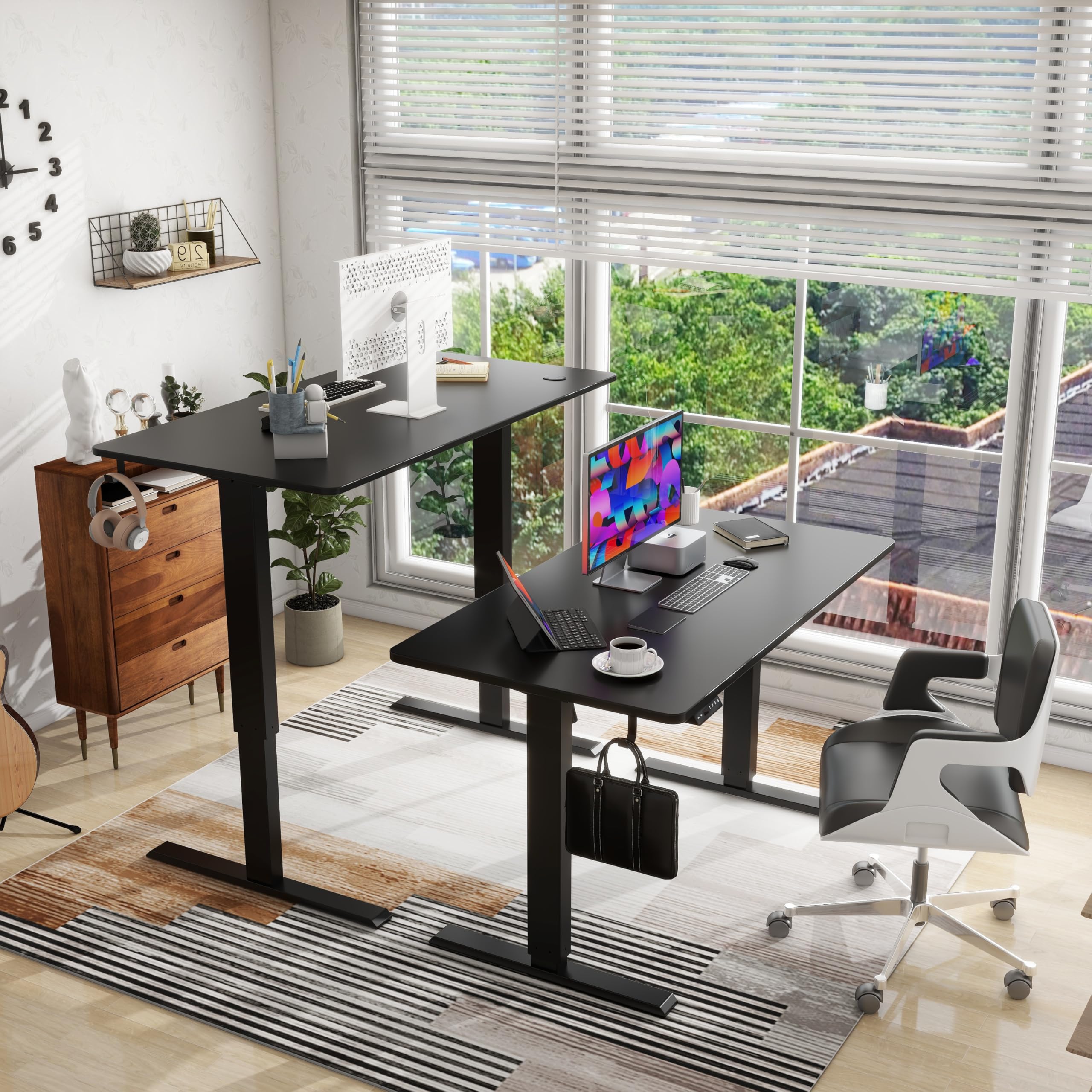 Win Up Time Standing Desk Adjustable Height- Whole Piece Desktop Stand Up Desk, Electric Standing Desk, Sit to Stand Desk for Home & Office Computer Desk