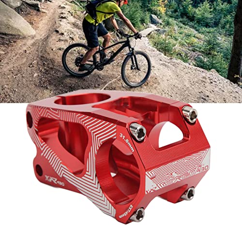 Raguso Aluminum Short Handlebar Stem, Road Bike Stem Simple Installation Non Slip Comfortable Ride Widely Used for Replacement(Red)