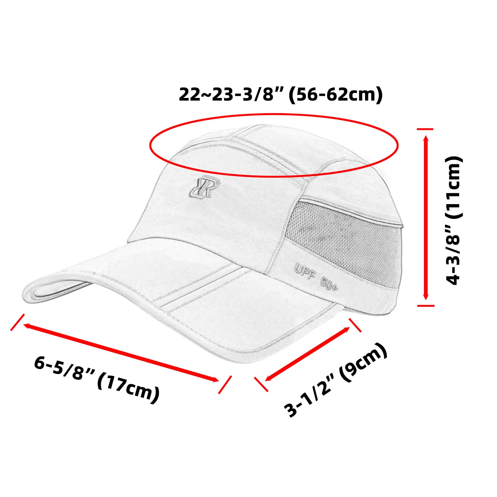 RRvane Folding UPF50+ Sun Protection Hat, Quick Dry Baseball Cap Unstructured Outdoor Sports hat Fit 22"~24-3/8" for Unisex (New, Teal)