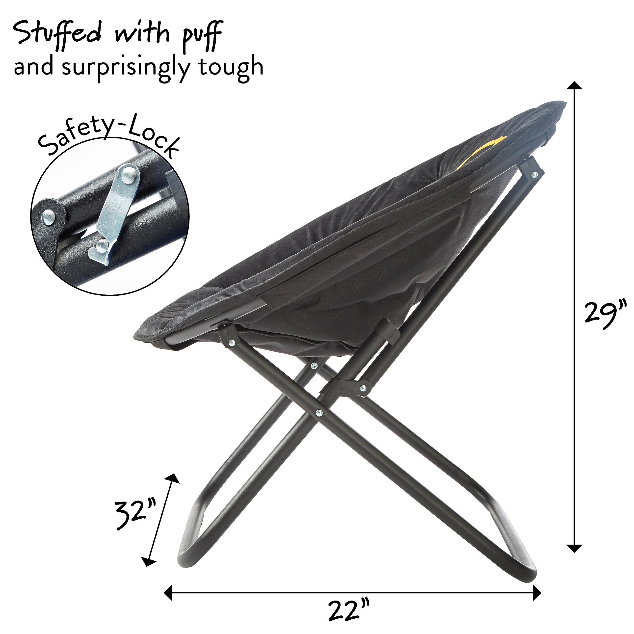 Idea Nuova Harry Potter Plush Folding Saucer Chair with 32” Folding Metal Frame for Kids,Teens,Adults