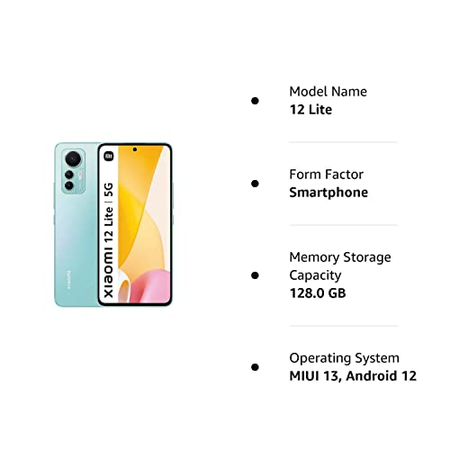 Xiaomi 12 Lite 5G + 4G LTE (128GB + 6GB) Global Version Unlocked 6.55" 108MP Triple Camera (Not for Verizon Boost At&T Cricket Straight) + (w/Fast Car Charger Bundle) (Lite Green)