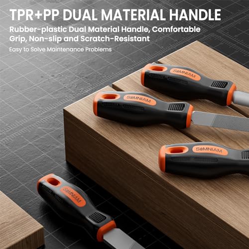 Simniam 18Pcs Professional Files Set, Premium T12 Metal Files with Suitcase, Flat/Triangle/Half-Round/Round Large Files & 12x Needle Files&Cleaning Brush, Perfect for Wood, Metal&DIY Project