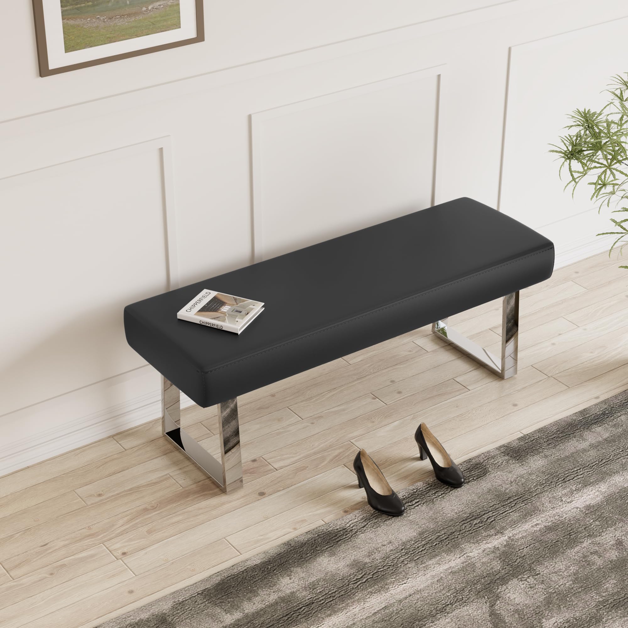 jiexi Bedroom Bench Bed end upholstered Bench Indoor Corner Small Bench Kitchen Bench with Metal Legs,for entryway Dining Room and Living Room Window,Plant Bench,Footstool