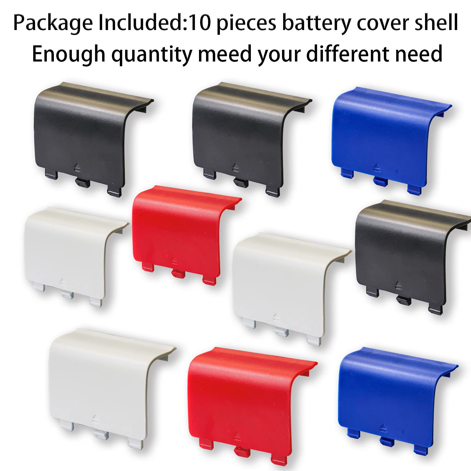 LGDehome 10PCS Replacement Battery Cover Door Compatible with Xbox One, One S, One X Controller, Battery Back Shell Repair Part Compatible with Xbox Wireless Controller 4 Colors(Red,Black,White,Blue)